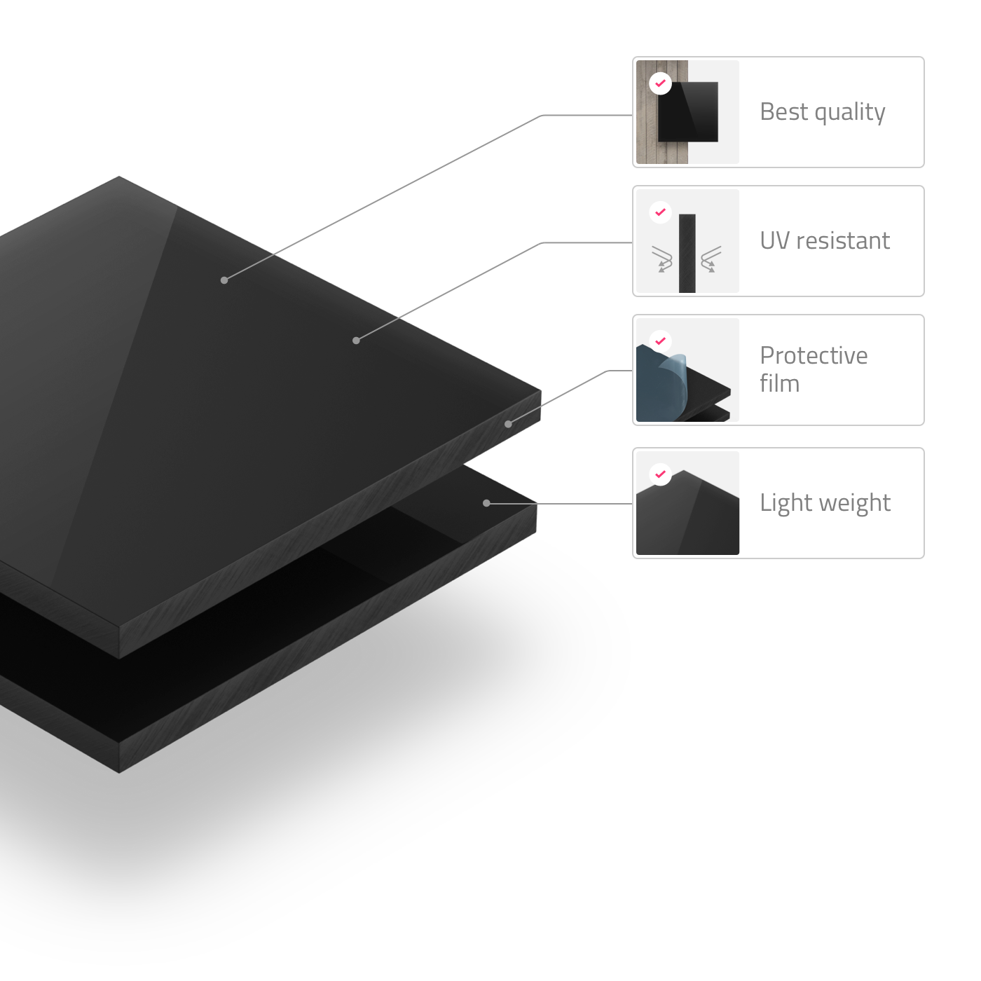 3 mm Black Extruded (XT) Acrylic Sheet | Plasticsheetsshop.co.uk